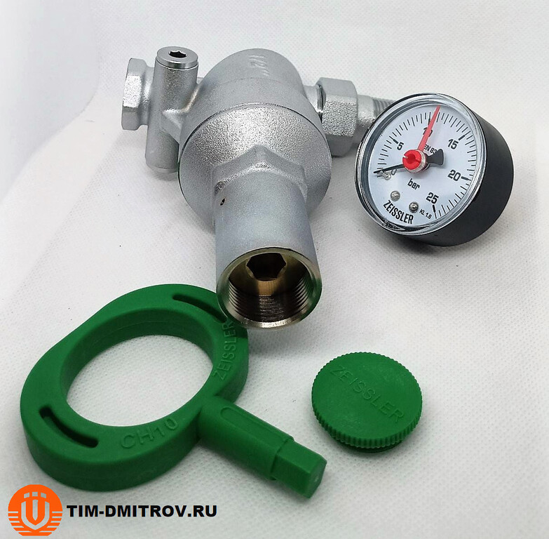 Редуктор давления воды для систем водоснабжения с манометром, присоединение американка 1/2 ...